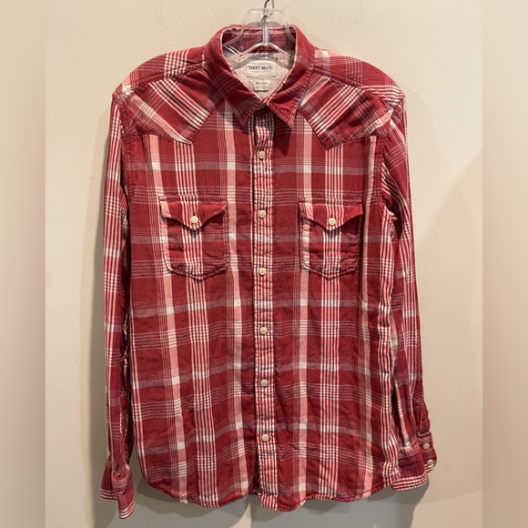 Lucky Brand | Shirts | Lucky Red Plaid Flannel Western Style Shirt ...